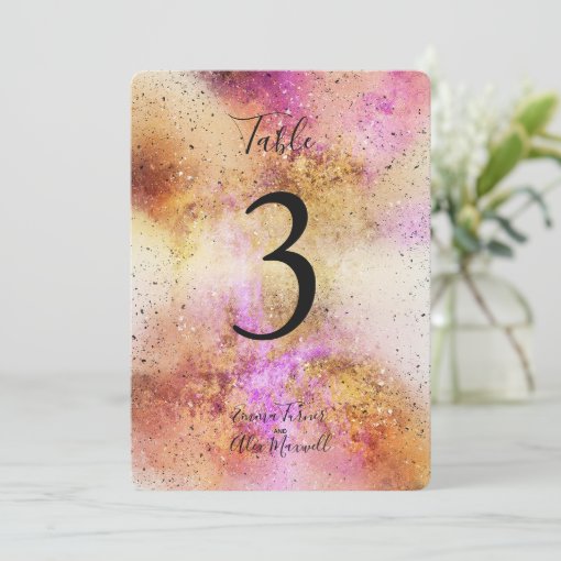 Gold and Pink Sky Watercolour | Table number cards | Zazzle