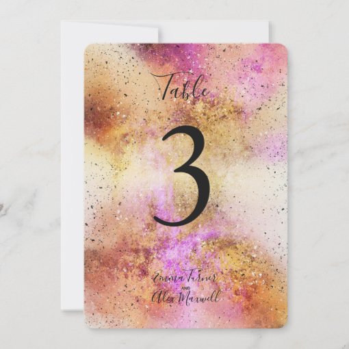 Gold and Pink Sky Watercolour | Table number cards | Zazzle