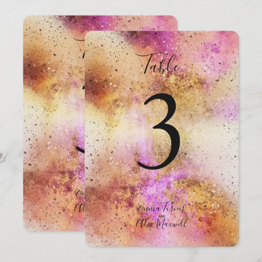 Gold and Pink Sky Watercolour | Table number cards | Zazzle.com