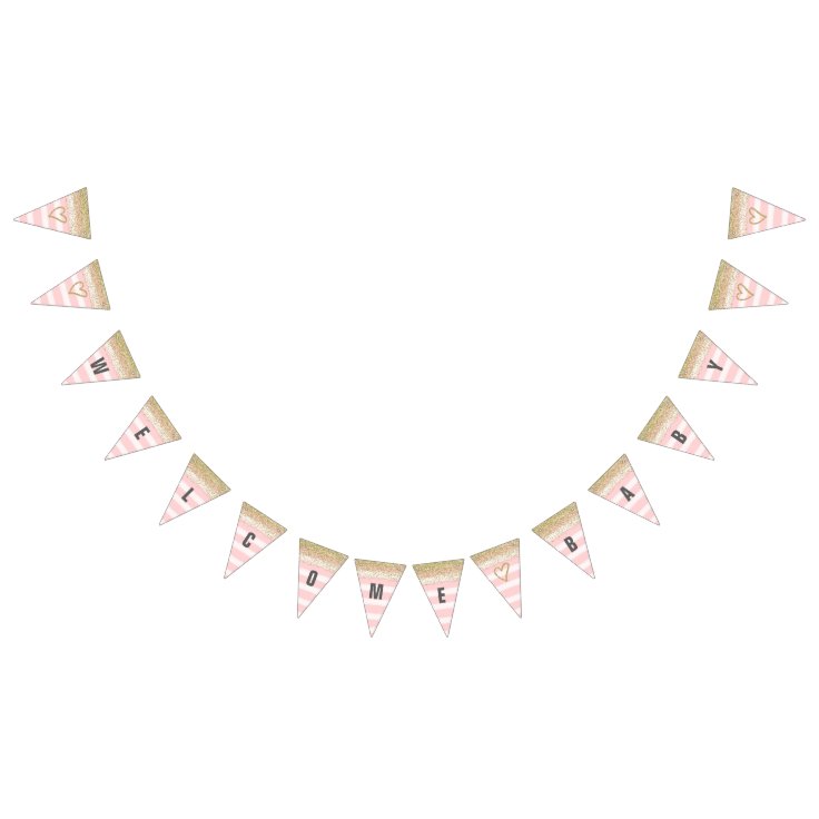 Gold and Pink Welcome Baby Banner | Zazzle