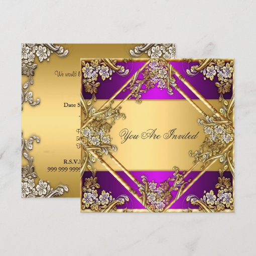 Gold and Purple Any Party Invitation Gold Purple | Zazzle
