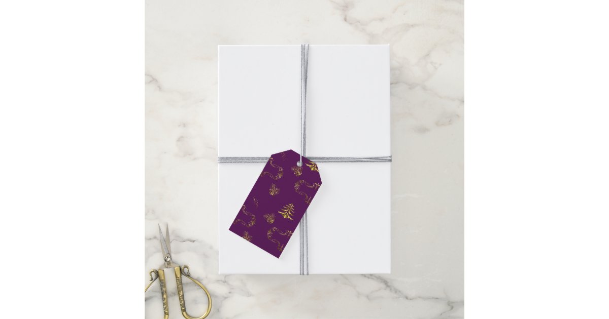 Gold and Purple Christmas Gift Tags | Zazzle
