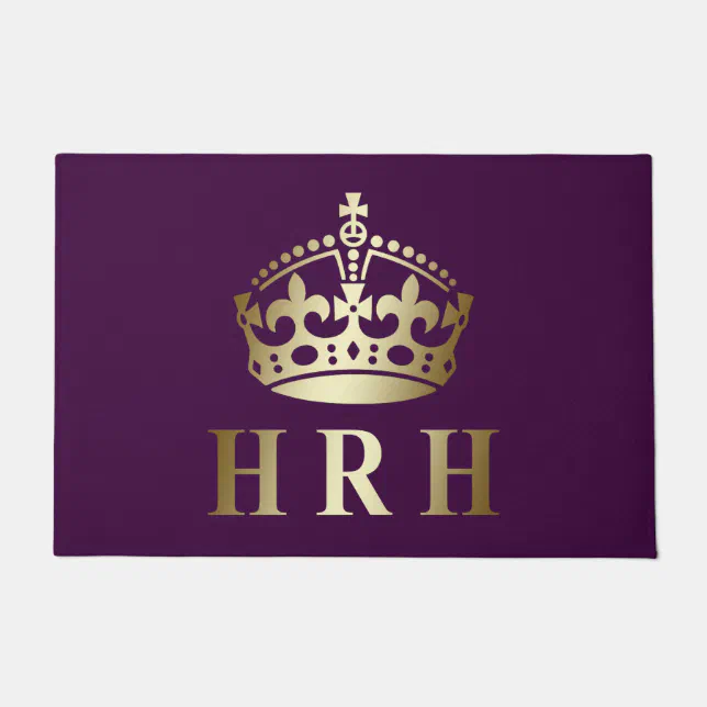 Gold And Purple HRH Royal Crown Doormat | Zazzle
