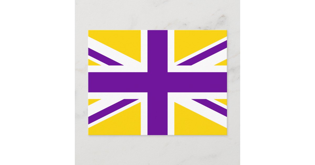 Gold and Purple Union Jack Postcard | Zazzle