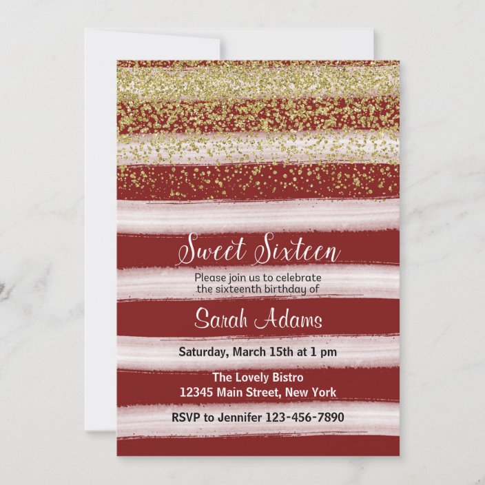 Gold and Red Birthday Invitation | Zazzle.com