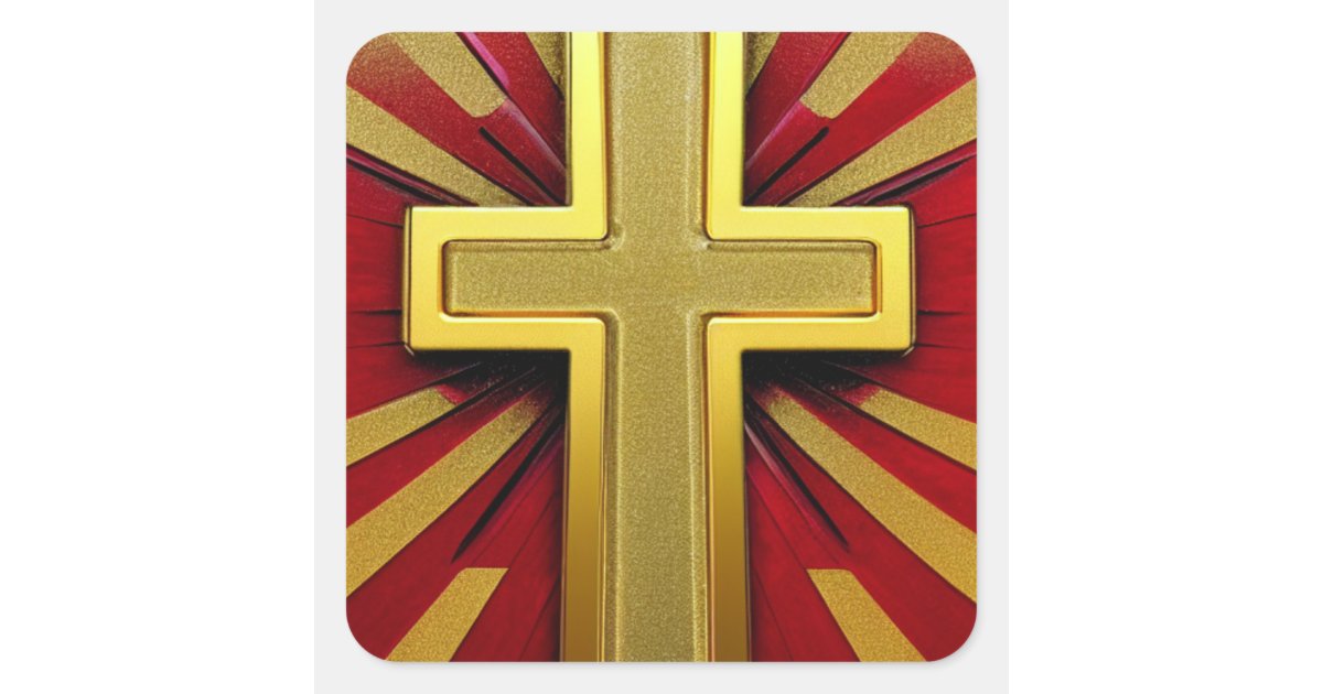 Gold and Red Cross Sticker | Zazzle
