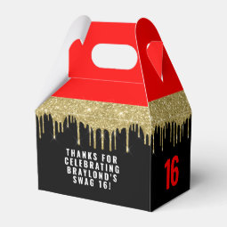 Gold and Red Drippin Swag 16 Birthday Favor Boxes | Zazzle