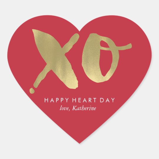 Gold and Red "XO" Valentines Day Heart Sticker | Zazzle.com
