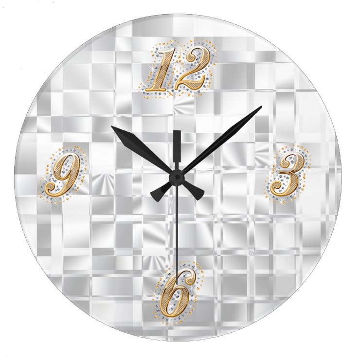 Gold and Silver Bling Wall Clock | Zazzle