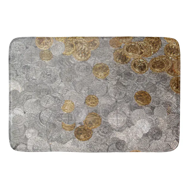 Gold and Silver Coins Bath Mat | Zazzle