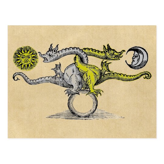 Gold and Silver Dragons of Alchemy Postcard | Zazzle.com