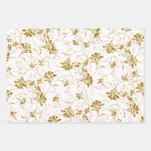 Gold and Silver Floral Pattern Wrapping Paper Sheets | Zazzle