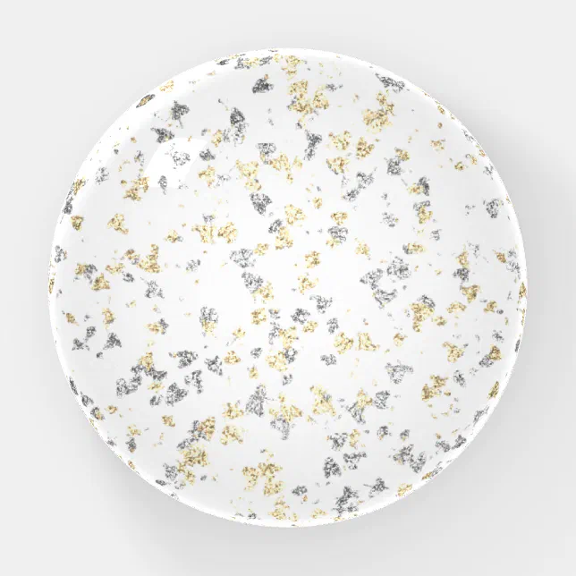 Gold and Silver Glitter Flakes Paperweight | Zazzle