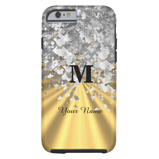 Gold and silver glitter monogrammed Case-Mate iPhone case | Zazzle
