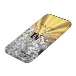 Gold and silver glitter monogrammed Case-Mate iPhone case | Zazzle
