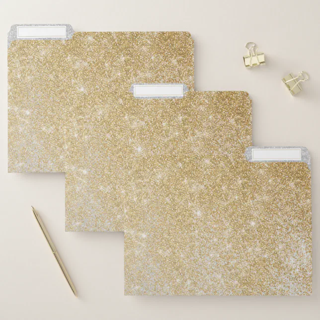 Gold and Silver Glitter Ombre Luxury Design File Folder | Zazzle