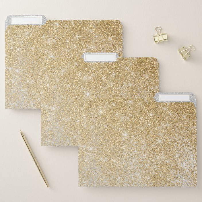 Gold and Silver Glitter Ombre Luxury Design File Folder | Zazzle.com