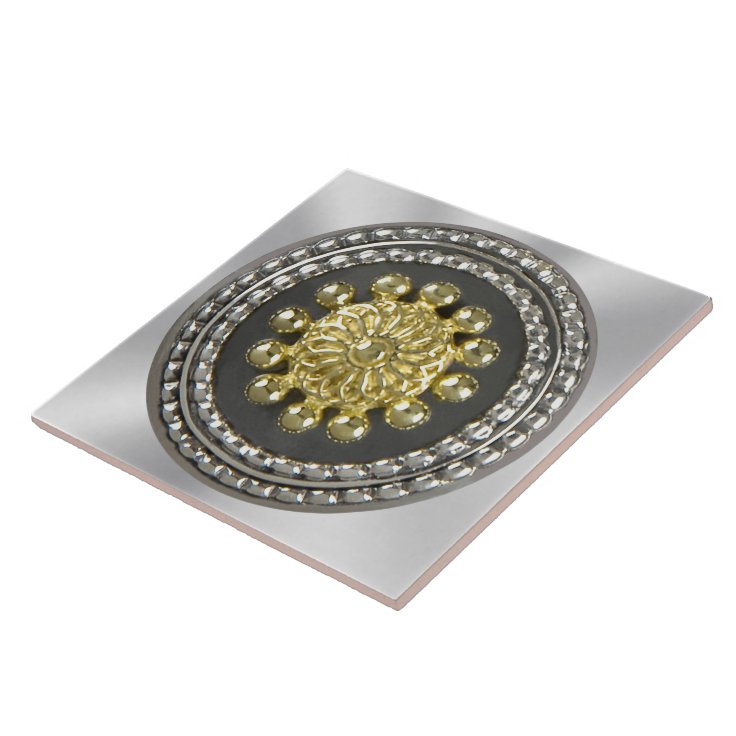 Gold and Silver Medallion Ceramic Tile | Zazzle