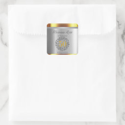 Gold And Silver Metallic 50th Birthday Square Sticker | Zazzle