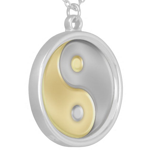 Gold and Silver Yin and Yang Silver Plated Necklace | Zazzle