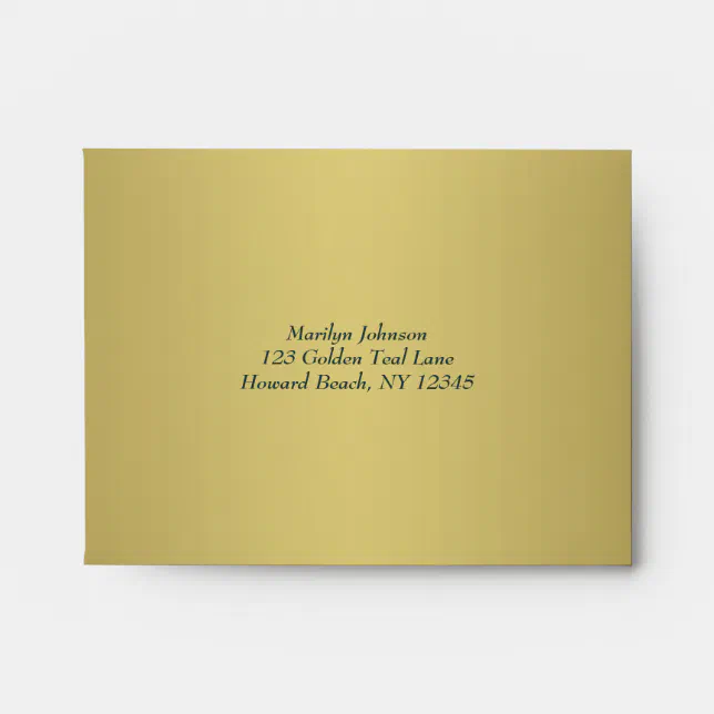 Gold and Teal A2 Envelope for RSVP's | Zazzle