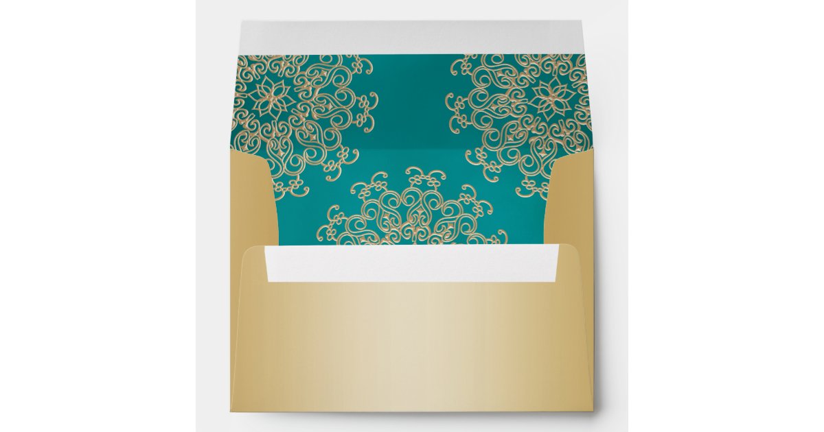 Gold and Teal Indian Style Envelope | Zazzle