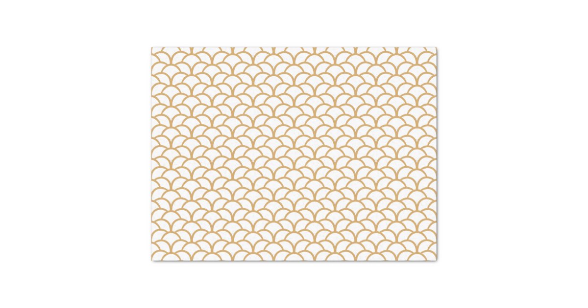 Gold and White Art Deco Fish Scale Pattern Tissue Paper | Zazzle