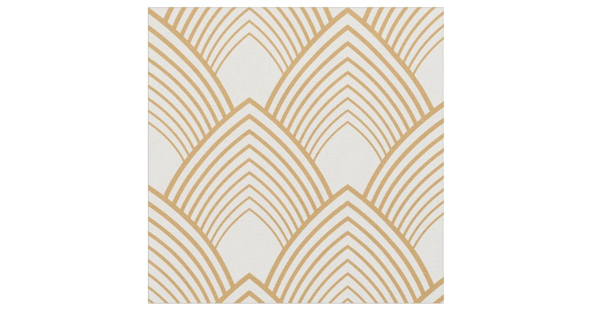 Gold and White Art Deco Pattern Fabric | Zazzle