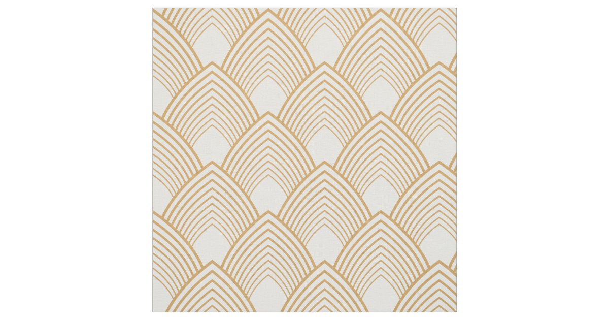Gold and White Art Deco Pattern Fabric | Zazzle