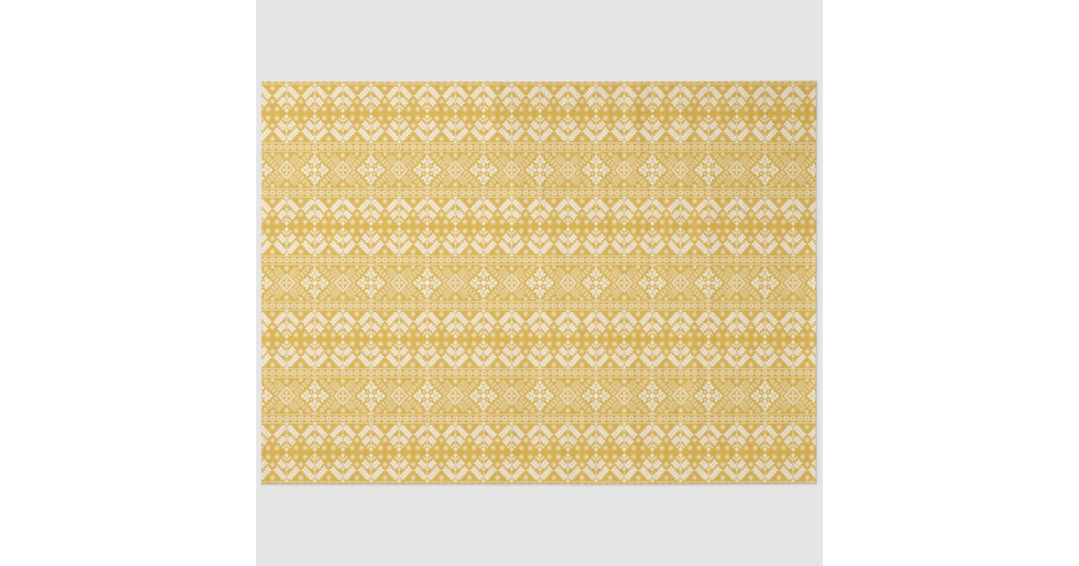 Gold and White Christmas Fair Isle Pattern Tissue Paper | Zazzle