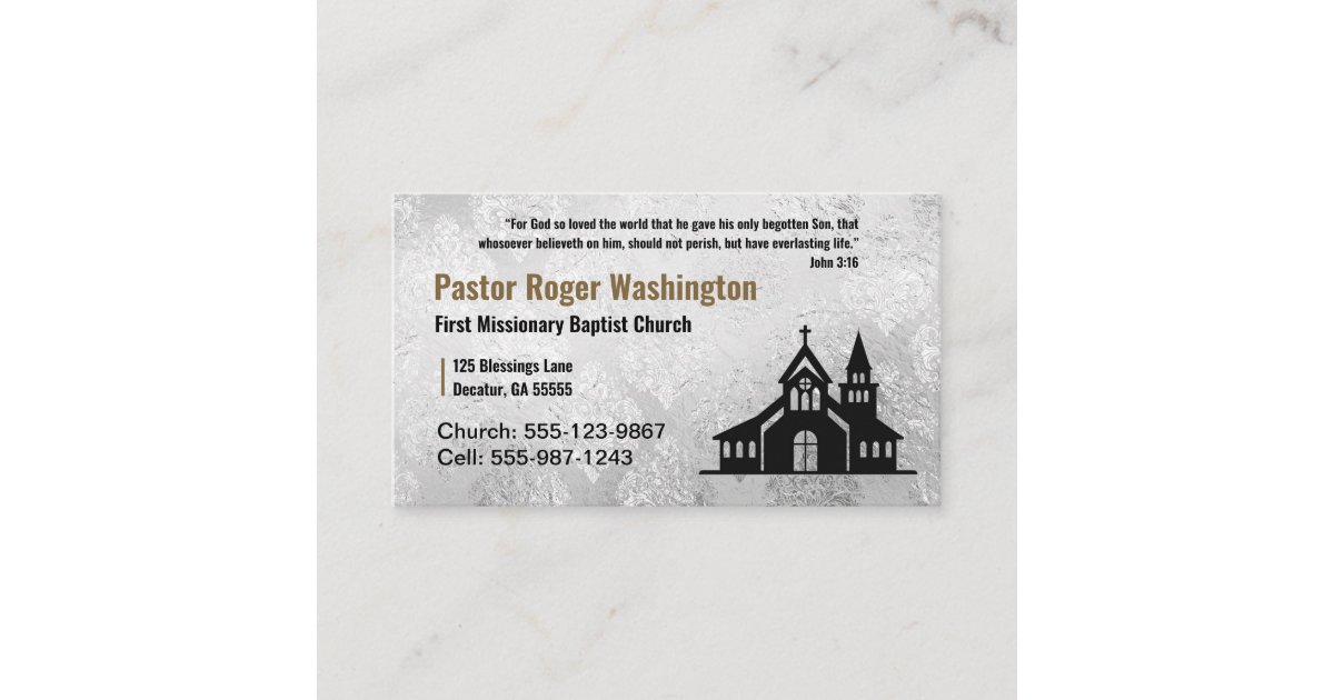 Gold and White Church Pastor Business Card | Zazzle