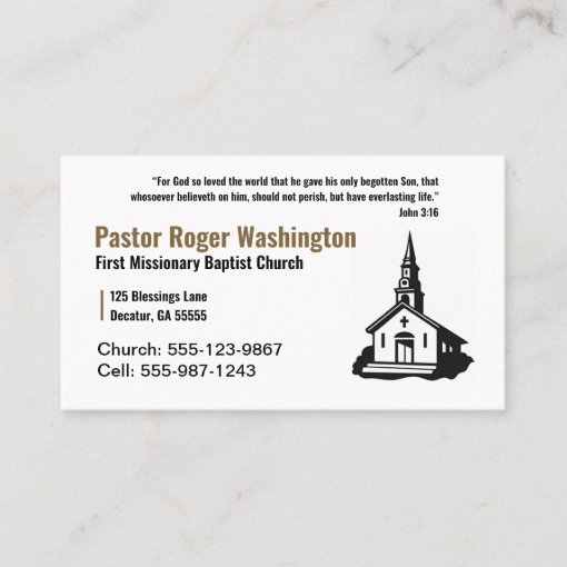 Gold and White Church Pastor Business Card | Zazzle