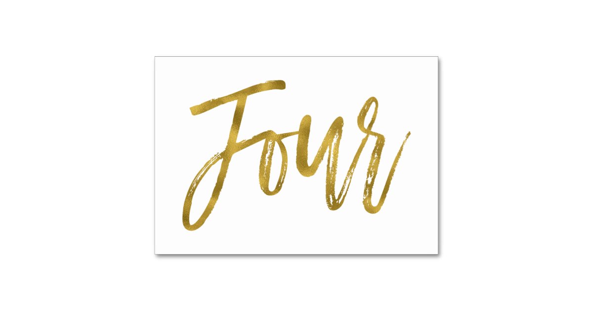 Gold and White Elegant Table Number Four | Zazzle