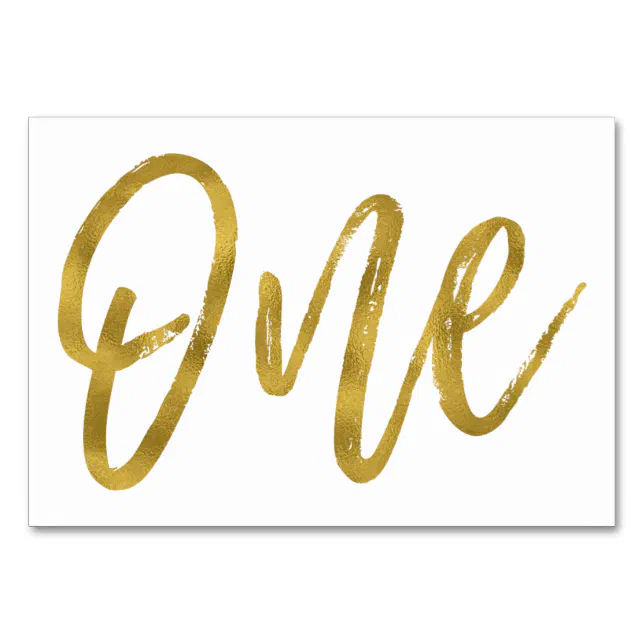 Gold and White Elegant Table Number One | Zazzle