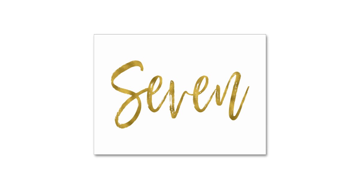 Gold and White Elegant Table Number Seven | Zazzle