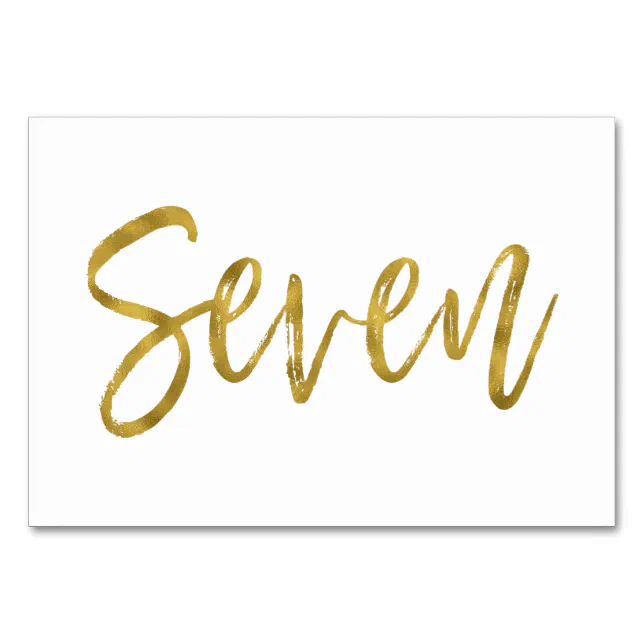 Gold and White Elegant Table Number Seven | Zazzle