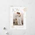 Gold and White Joy Arch Modern Snowflake Photo Holiday Card | Zazzle