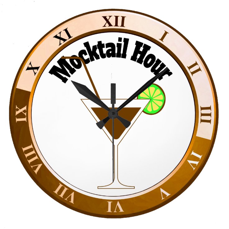 Gold and White Mocktail Hour Bar Clock | Zazzle