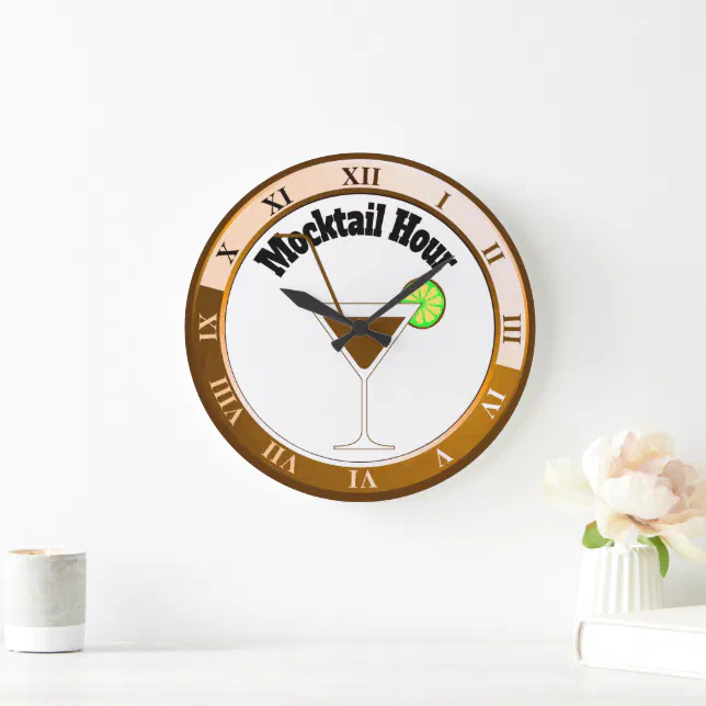 Gold and White Mocktail Hour Bar Clock | Zazzle