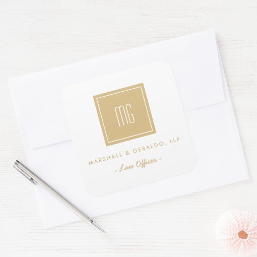 Gold and White Monogram Business Logo Stickers | Zazzle