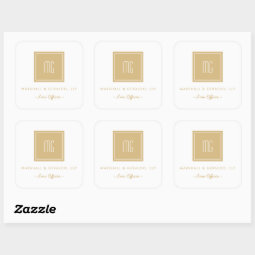 Gold and White Monogram Business Logo Stickers | Zazzle