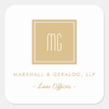 Gold and White Monogram Business Logo Stickers | Zazzle