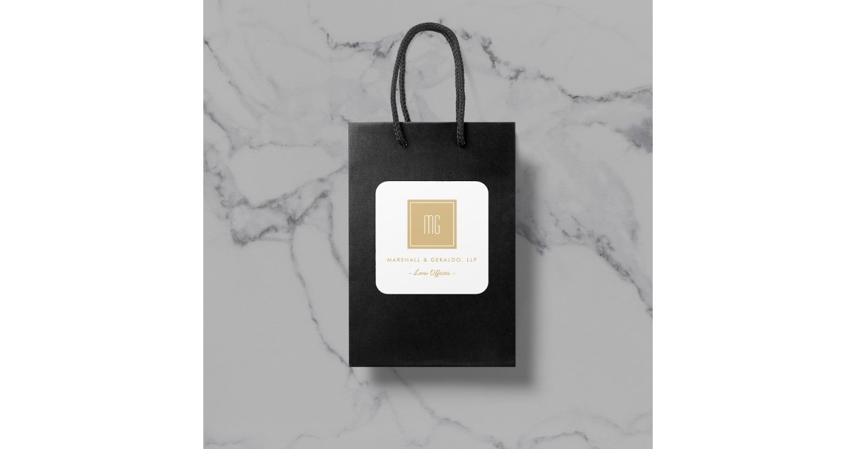 Gold and White Monogram Business Logo Stickers | Zazzle