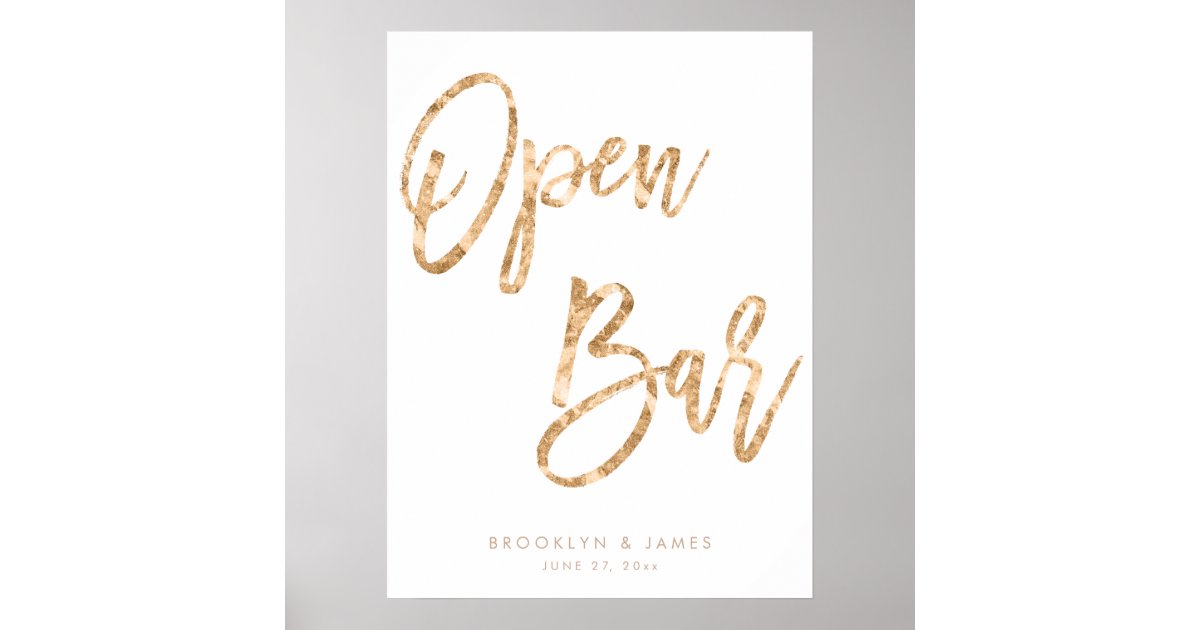 Gold And White Open Bar Sign 18x24 | Zazzle