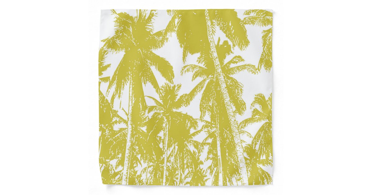 Gold and White Palm Trees Design Bandana | Zazzle