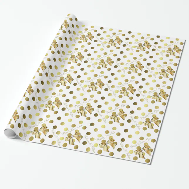Gold and White Personalized Wedding Wrapping Paper | Zazzle