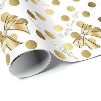 Gold and White Personalized Wedding Wrapping Paper | Zazzle