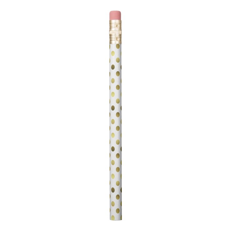 Gold and White Polka Dot Pencil | Zazzle