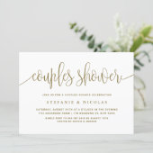 Gold and White Pretty Calligraphy Couples Shower Invitation | Zazzle