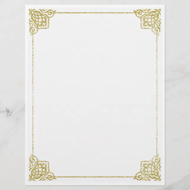 Gold and white stationery Writing paper 8,5x11 | Zazzle